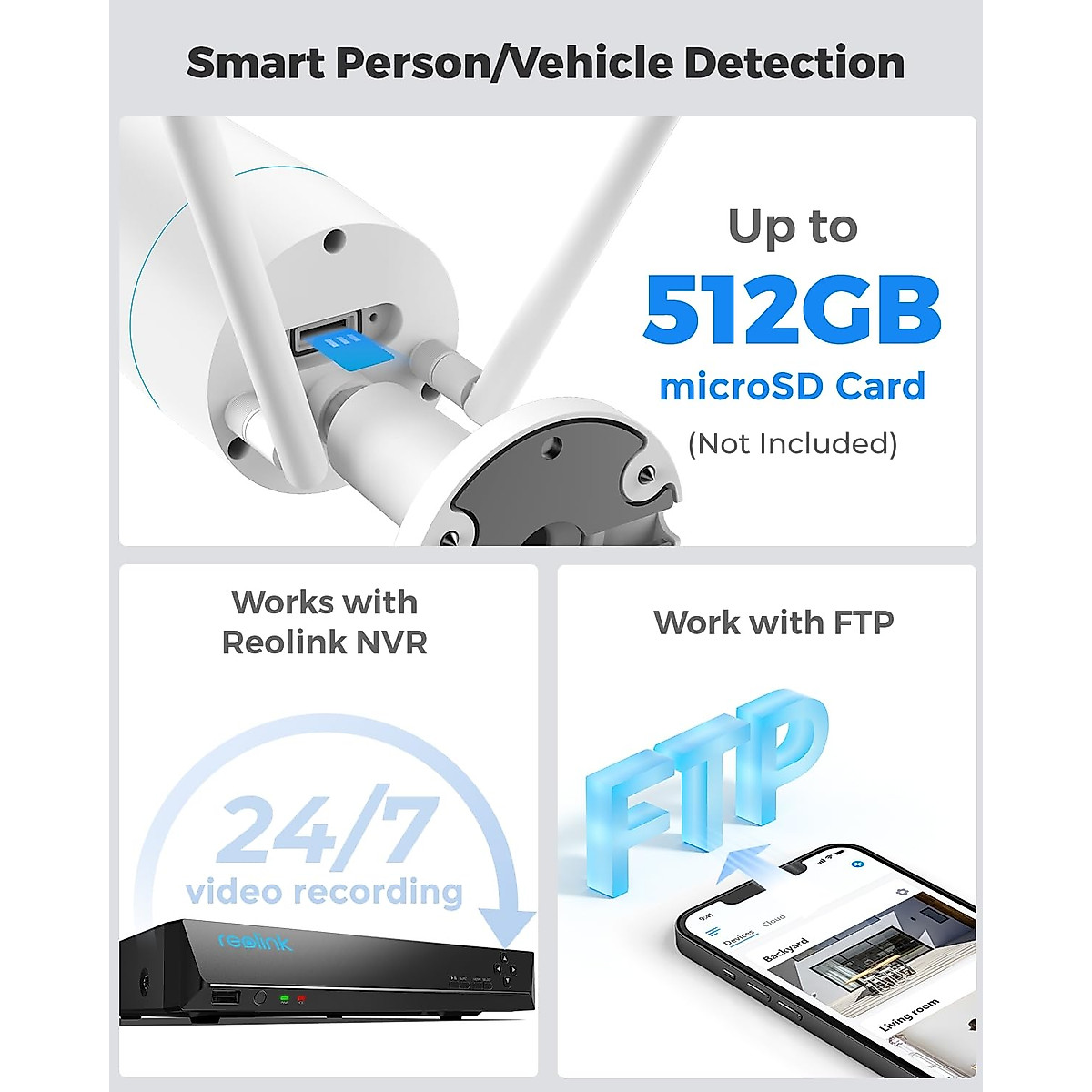 Reolink Plug-in Outdoor WiFi Security Camera, 5MP HD Dual Band Wired Wi-Fi Camera for Home Security-2.4/5 Ghz, Smart Person/Vehicle Alerts, Motion Detection, Night Vision, IP66 Waterproof, RLC-510WA