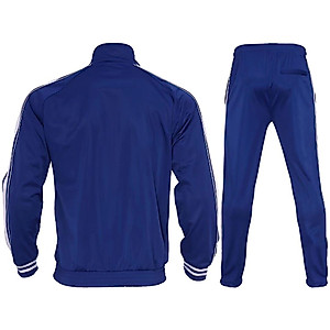 R RAMBLER 1985 Zusmen Mens Athletic 2 Piece Tracksuit Sets Casual Jogging Suits Full Zip Sports Set Stand-up collar Sweatsuit fo Men RoyalblueL