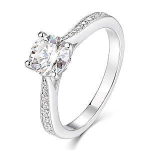 HAFEEZ CENTER True D Color 1 Carat Moissanite Rings for Women, Moissanite Engagement Ring, Engagement Rings for Women (Reverie, 9)