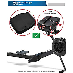 Rowing Machine Seat Cushion - 100% Gel Padded Rower Seat Cushion for Hydrow, Concept 2 Rowing Machine and Other Row Machines - Rower Accessories and Seat Pad (Black)