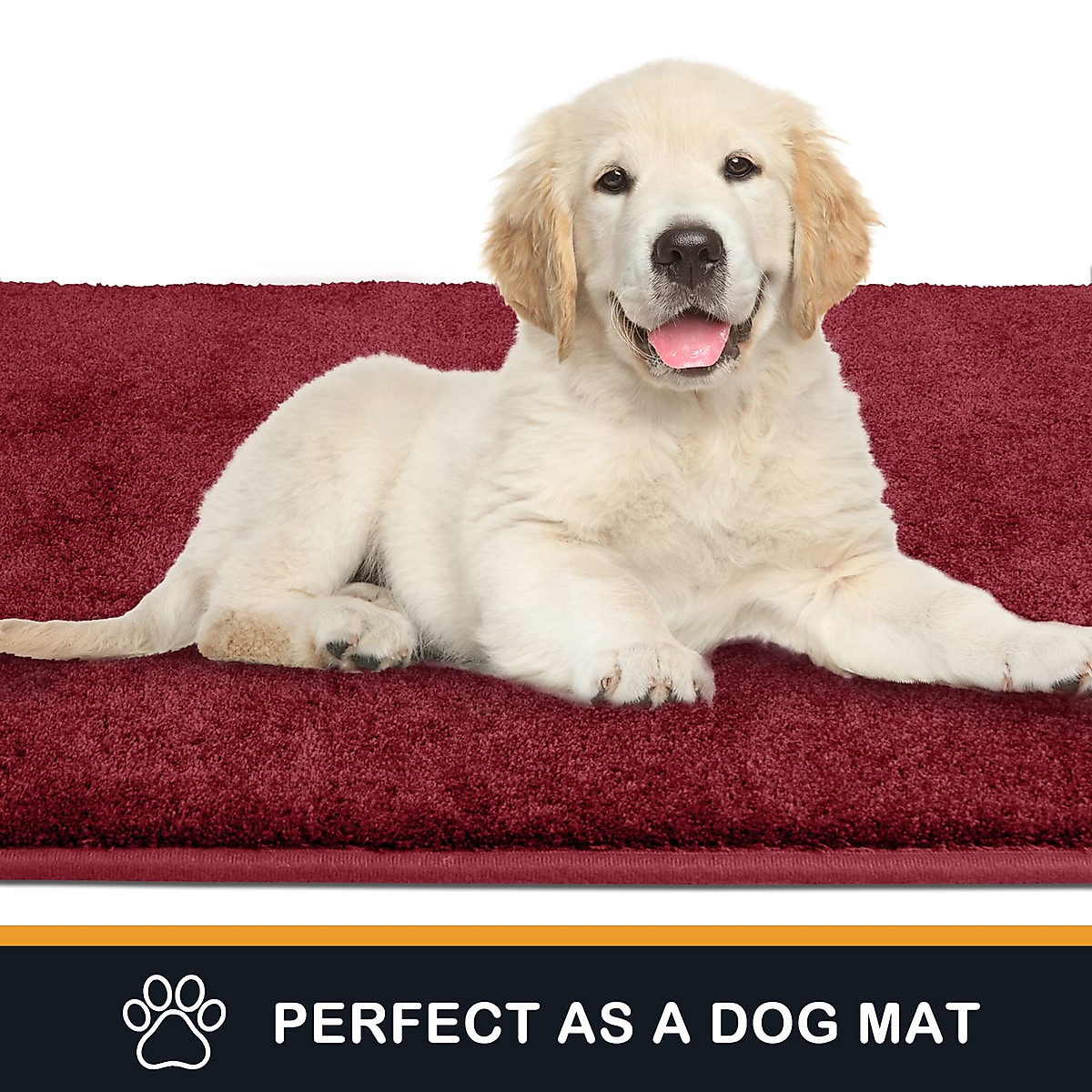 PURRUGS Dirt Trapper Door Mat 34" x 59", Non-Slip Machine Washable Entry Rug, Shoe Scraper, Dog Door Mat, Super Absorbent Welcome Mat for Front & Back Door, Muddy Shoes & Paws, Burgundy Red