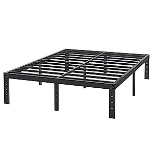 COMASACH California King Size Metal Bed Frame No Box Spring Needed, 12 Inch Noise Free Black Platform Bed Base, Easy Assembly, Heavy Duty Steel Slat Support Non Slip Mattress Foundation