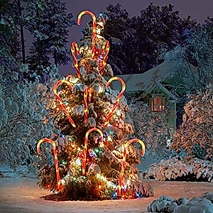 SANKUU 10 Pack Candy Canes Outdoor Decorations, 21 inches Christmas Candy Cane Pathway Markers Lights with Stakes, Christmas Candy Cane Lights for Xmas Yard Patio Garden Walkway