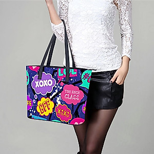 Womens Handbag Doodle Leather Tote Bag Top Handle Satchel Bags For Lady