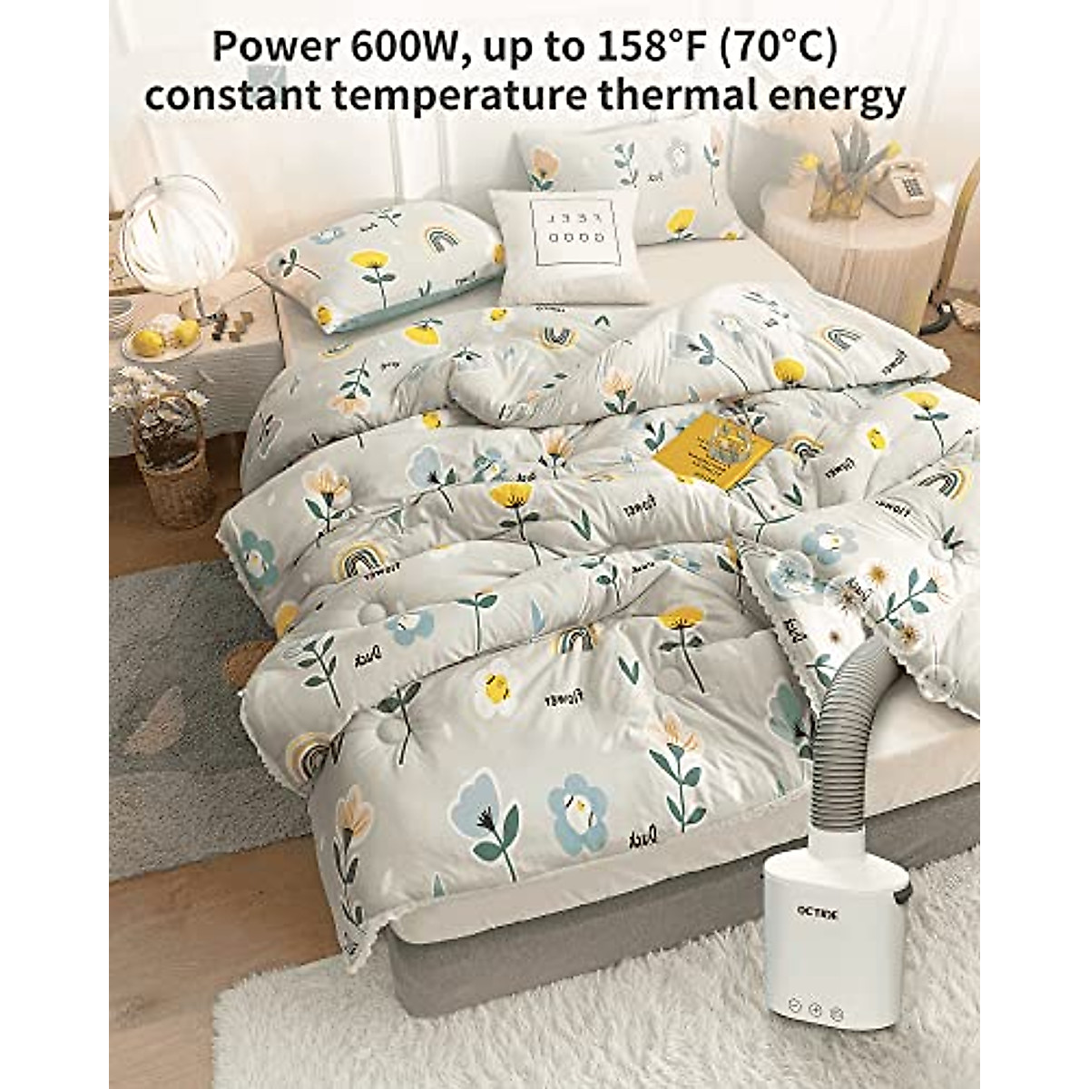 OCTIDE Multifunctional Portable Dryer, Shoe Dryer, Quilt Dryer, with Hand Warmer, Foldable, Intelligent Timing, Suitable for Home, Travel, Dormitory, 600W High Power.