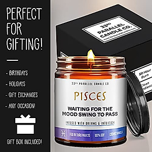 Pisces Gifts for Women, Astrology Gifts for Women, Zodiac Gifts, Pisces Candle, Zodiac Sign Gifts, Unique Candles, Candles Gifts for Women, Birthday Gifts for Women | Hand Crafted USA | 9oz