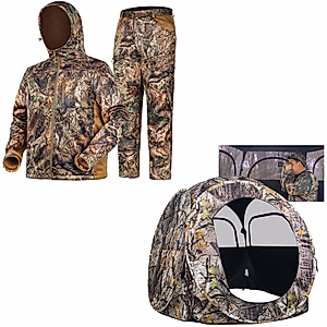 Hunting Blinds and Silent Hunting Clothes for Men Fleece Lining, Safety Strap Compatible