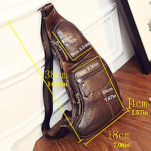 KPYWZER Vintage Leather Sling Bag Bags for Men Women Backpack Shoulder Messenger Crossbody Outdoor Travel Hiking Camping Tactical Chest Pack Daypack Brown