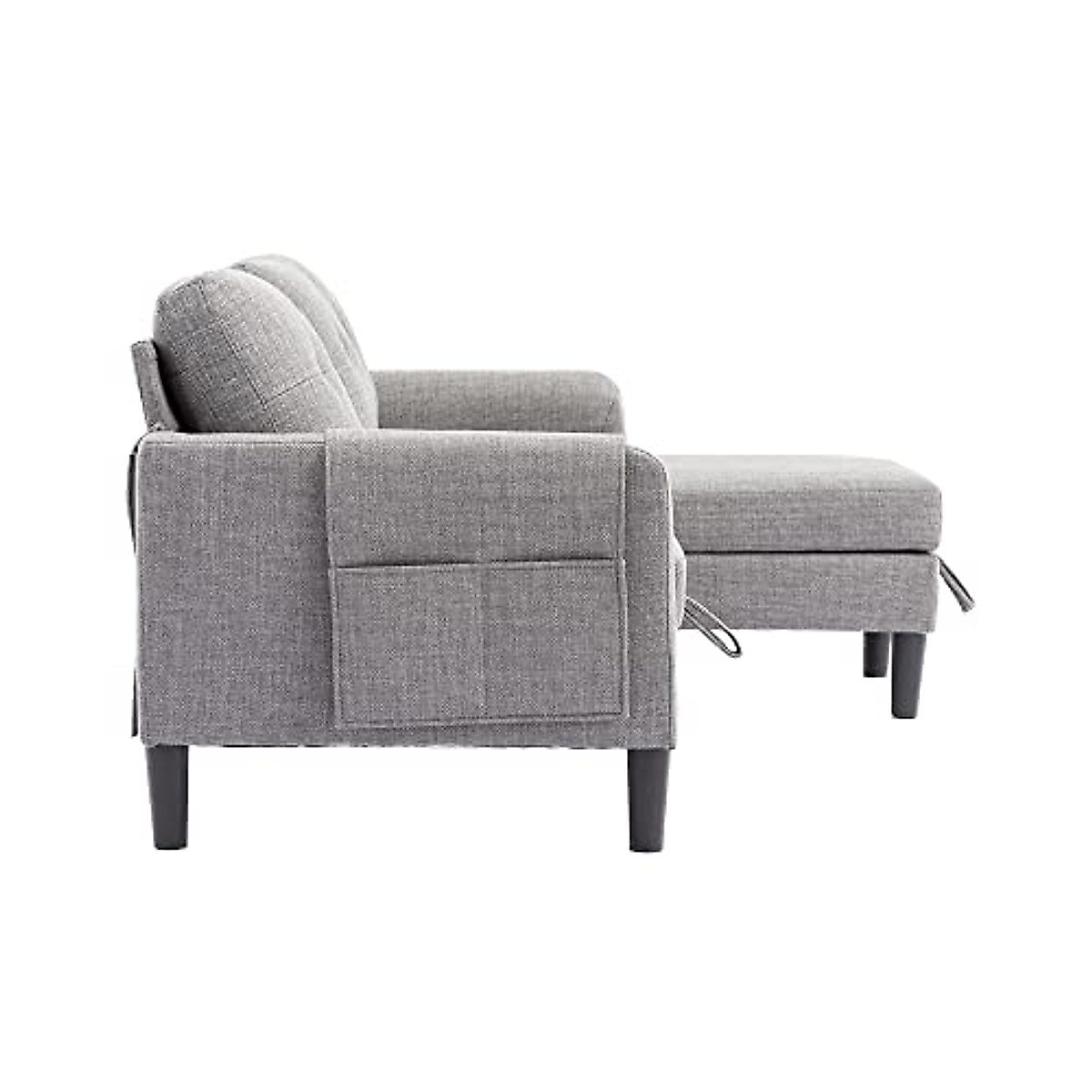 Verfur Convertible Sofa Sleeper Pull Out Bed, 3-Seater L-Shaped Couch with Storage Chaise and Side Pockets, Soft Upholstered Corner Sofa&Couches Sectional, Gray 72.44"