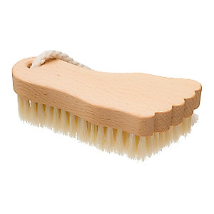 Redecker Children's Foot Brush, Natural Pig Bristle and Oiled Beechwood with Cotton Hanging Loop, Fun Foot-shaped Design, Made in Germany