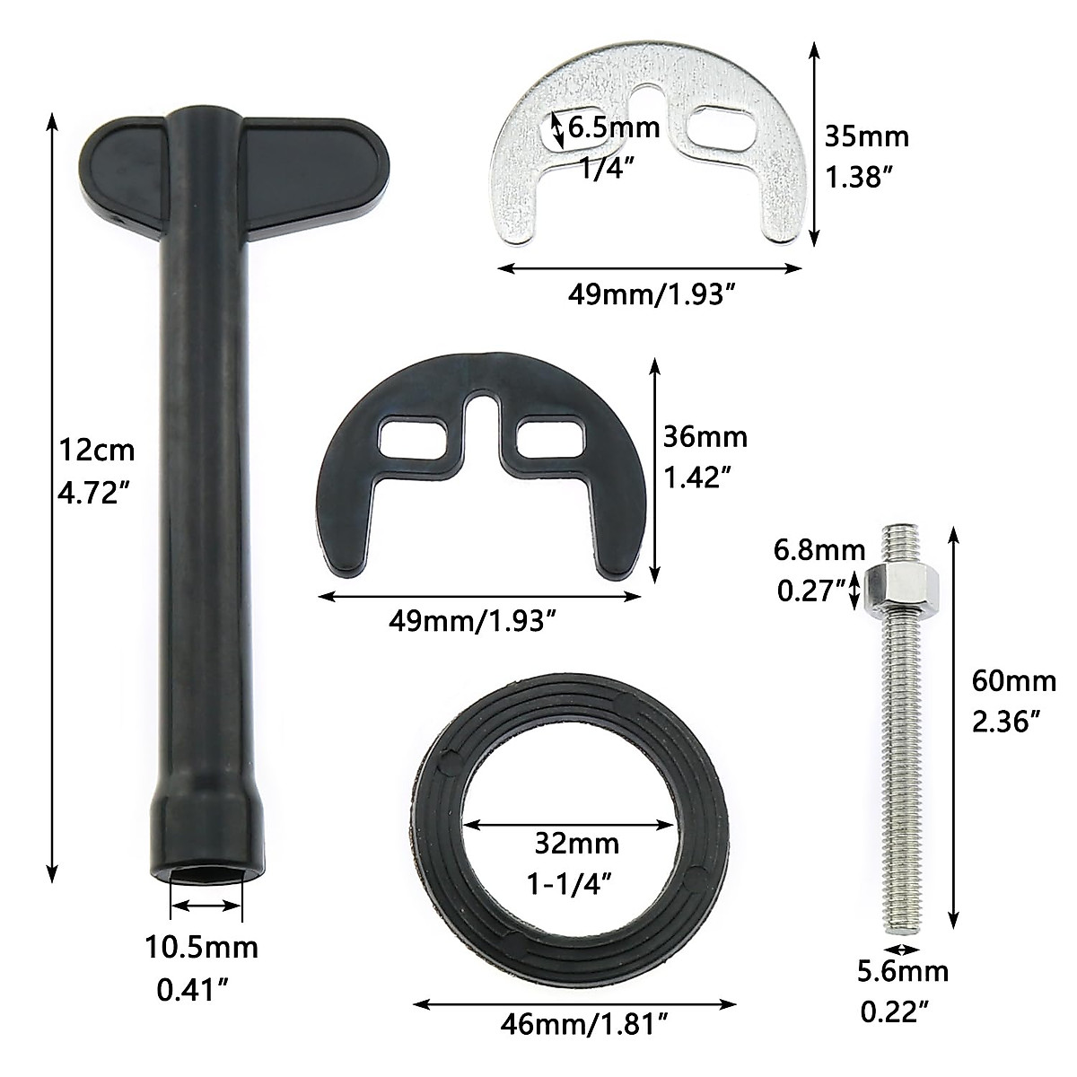 LUORNG 1 Set Tap Fixing Tool Stainless Steel Horseshoe Two Holes Locking Nut Bolt Fixing Kit with Spanner Bracket Kit Kitchen Repair Kit for Tap and Sink