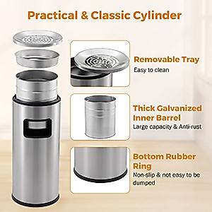 BEAMNOVA Bundle Metallic 15 x 31.5 in + Metallic 12.4 * 27 in Commercial Stainless Steel Trash Can Garbage Enclosure with Lid Inside Barrel Heavy Duty Waste Container