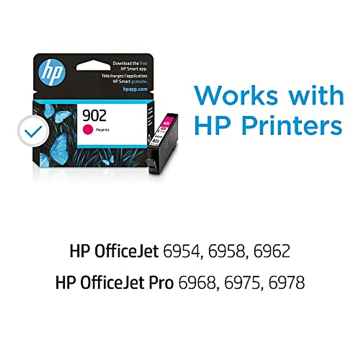 HP 902 Magenta Ink Cartridge | Works with HP OfficeJet 6950, 6960 Series, HP OfficeJet Pro 6960, 6970 Series | Eligible for Instant Ink | T6L90AN