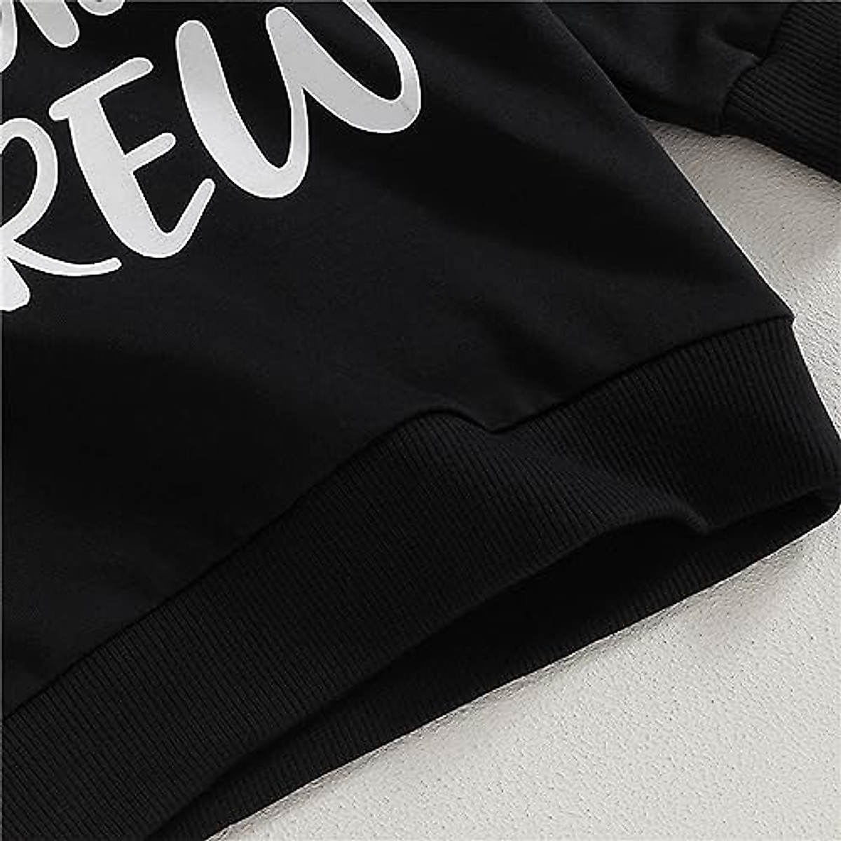 Baby Boys Girls French Terry Crewneck Sweatshirt Crewneck Pullover Thicked Fleece Lined Hoodie Autumn Infant Sweatshirts Black