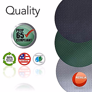 RESILIA - Round Under Grill Mat – Silver, Diamond Plate, Large 27-inch Diameter, for Outdoor Use