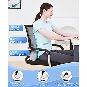 Guttylief Lumbar Support Pillow for Office Chair Back Support Pillow for Lower Back Pain Relief - Memory Foam Back Cushion for Car Computer, Gaming Chair Improve Posture Adjustable Anti-Slip Strap