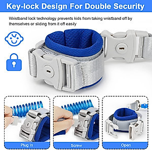 Accmor Toddler Harness Backpack with Leash, 4 in 1 Kid Dinosaur Backpacks with Anti Lost Wrist Link, Child Harnesses Leashes for Walking, Cute Toddler Back Pack Rope Tether for Boys Girls(Blue)