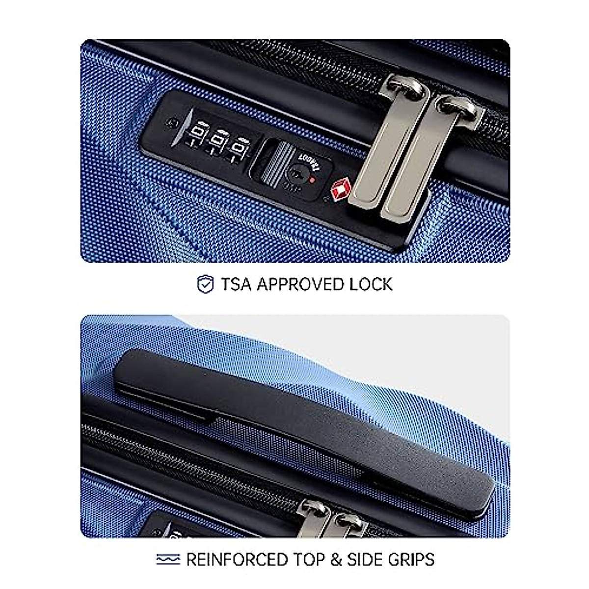 BAGSMART Carry On Luggage, 2 Piece Luggage Sets, PC Hardside Suitcase Airline Approved, 20 Inch Luggage with Spinner Wheels, Travel Luggage Hard Shell Suitcases Set with Duffle Bag for Men Women, Blue