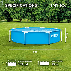 Intex 28205EH 8 Foot x 20 Inch Round Metal Frame Outdoor Backyard Above Ground Swimming Pool with Reinforced Sidewalls, Blue (Pool Only)