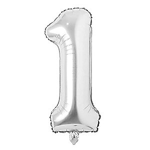 40 inch Letter Balloons Silver Alphabet Number Balloon Foil Mylar Party Wedding Bachelorette Birthday Bridal Shower Graduation Anniversary Celebration Decoration can fly with helium (40 INCH Silver 1)