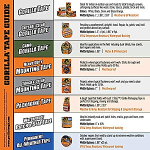 Gorilla All Weather Outdoor Waterproof Duct Tape, UV and Temperature Resistant, 1.88" x 25 yd, Black, (Pack of 6)