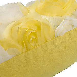 JWH 3D Flower Throw Pillow Cover Decorative Colorful Accent Pillow Case Handmade Pillowcase Bed Sofa Couch Living Room 18x18 Inch Beige Yellow