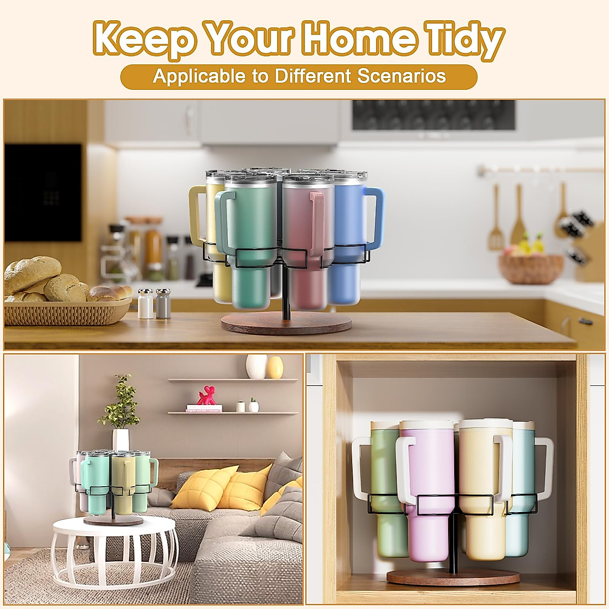 Stanley 40 oz Tumbler Organizer - 360 Rotatable Holder for Cabinets & Kitchen Storage, Ideal Gift