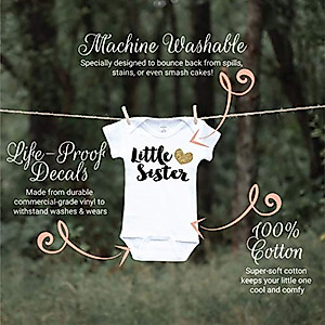 Bump and Beyond Designs Baby-Girls Little Sister Leotard Outfits White, 0-3 Months