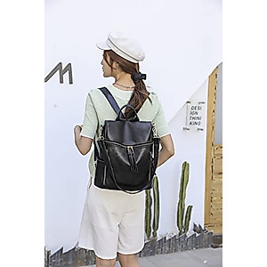 Leather Backpack Purse for Women Fashion Travel Large Girls Shoulder Bags with Small Purse Adjustable Strap