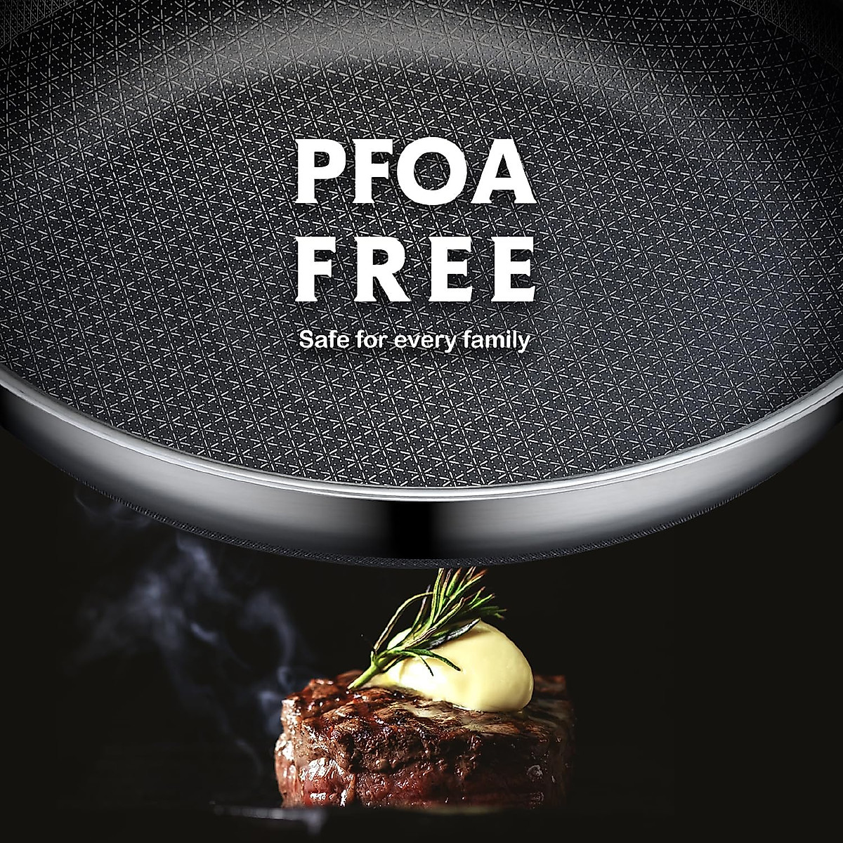 LIGTSPCE Non Stick Frying Pans, 12 inch Hybrid Frying Pans Nonstick,non stick Stainless Steel Skillets, Dishwasher/Oven Safe Cookware, Induction Compatible, PFOA Free Cookware
