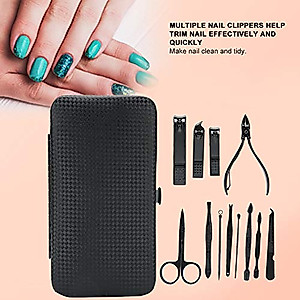 12pcs Manicure Set, Stainless Steel High Hardness Good Toughness Mens Grooming Kit, Easy to Carry Wear Resistance Pedicure Kit, for Nail File Polish