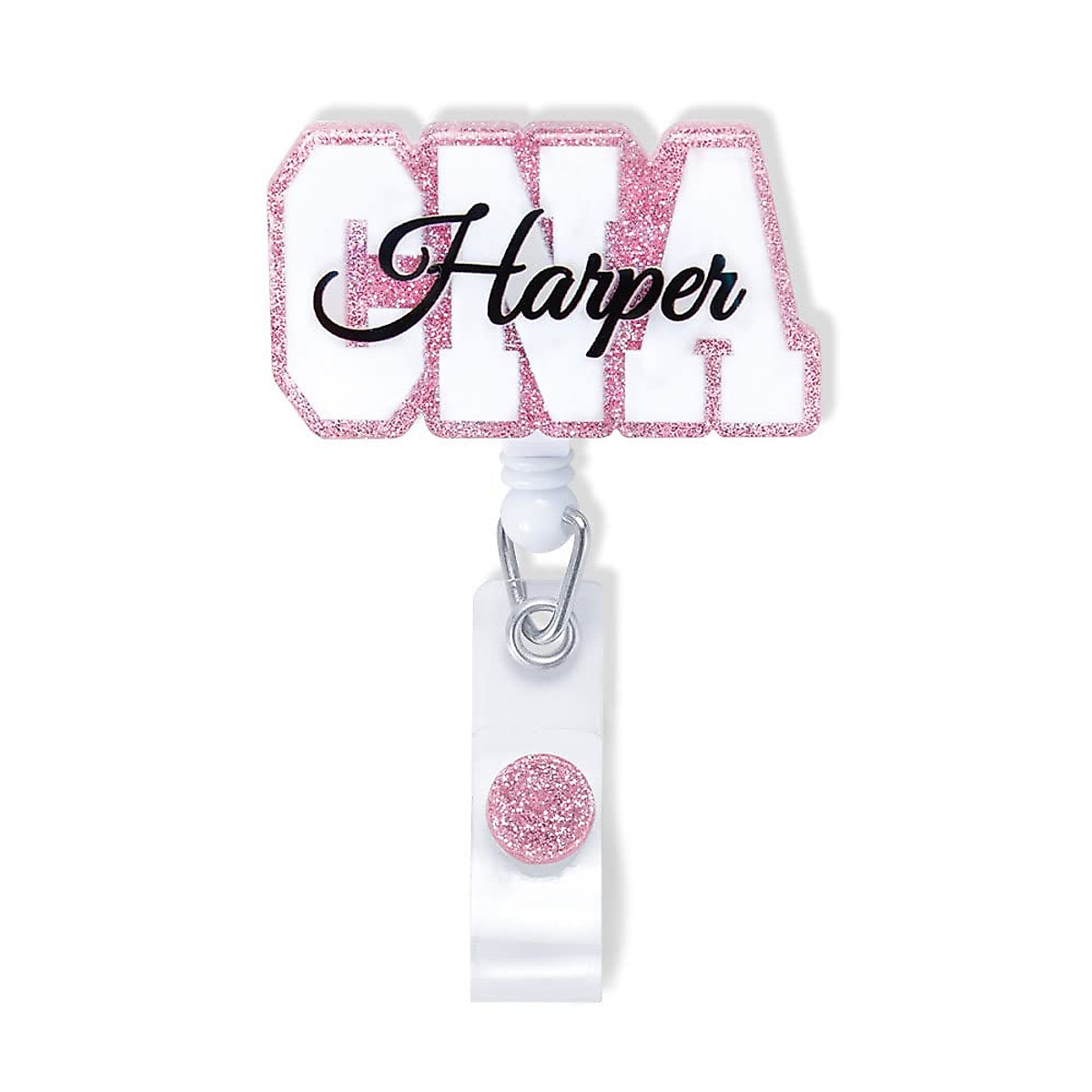 Custom Retractable Cute Name PA LAB LPN TECH MD RMA BSN EMT CNA LVN RN ID Badge Reels Holder for Nurse Coworkers Employee Hospital Doctor