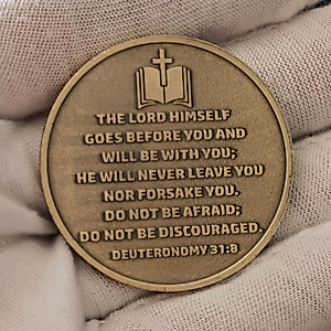 Rooted in Christ The Lord is My Rock, My Fortress, My Deliverer Faith-Based Christian Challenge Coin Bible Verse Gift (Single Coin)