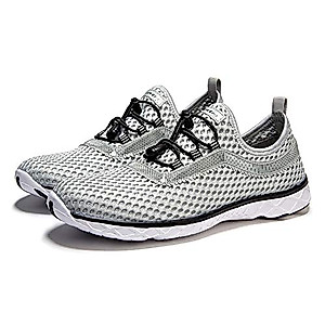 SUOKENI Women's Quick Drying Slip On Water Shoes for Beach or Water Sports Ultralight Walking Shoes LightGray,Size:US 8.5/EU 39