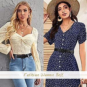 SUOSDEY Women Leather Belt Fashion Double O-Ring Soft Faux Leather Waist Belts For Jeans Dress