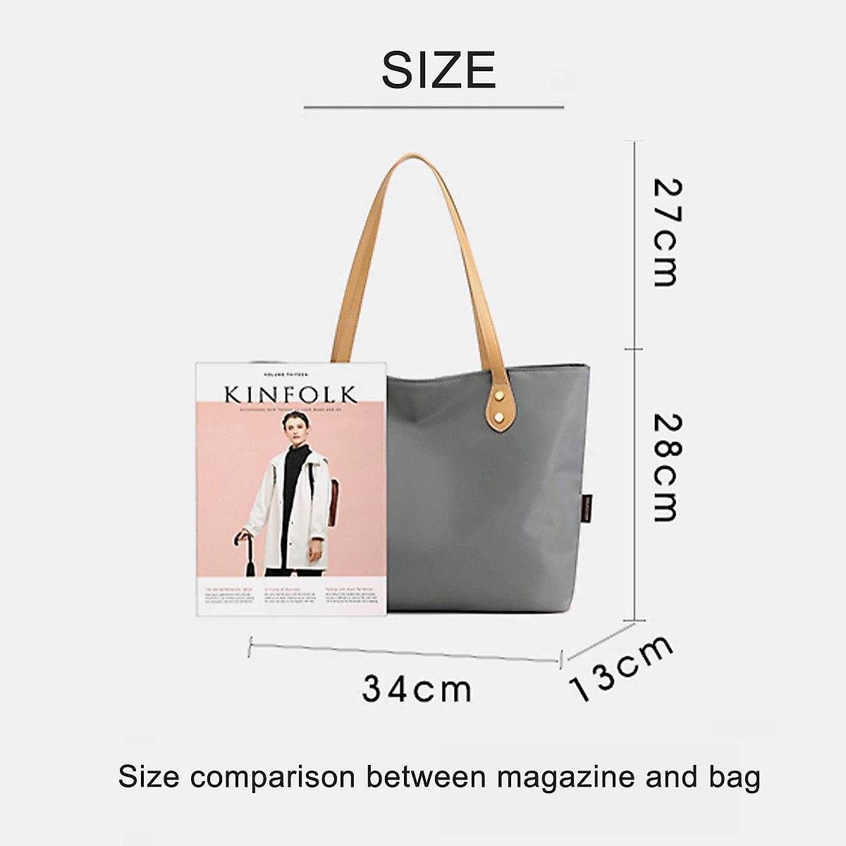 Large Tote Bag for Women, Waterproof Nylon Tote Bag, Lightweight Handbags Shoulder Bags,Work,Shopping Daily Use (Navy)