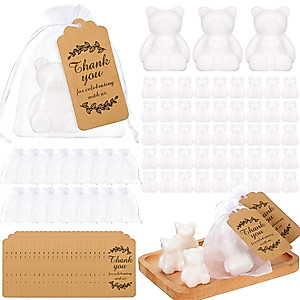 50 Pack Bear Soap Favors White Baby Shower Soap Favors with Thank You Cards and Packaging Bags for Boys Girls Kids Baby Shower Decoration Guest Gift Supplies
