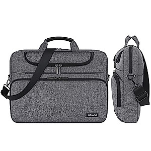 DOMISO 14 Inch Multi-Functional Laptop Sleeve Business Briefcase Waterproof Messenger Shoulder Bag for 14" Laptops/Chromebook/Ultrabook/Apple/Lenovo/HP/Dell/ASUS/Acer,Dark Grey&Black