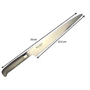 ヨシカワ(Yoshikawa) Fuji Cutlery Narihira 5000 FC-63 Knife, Bread Slicer, 8.5 inches (215 mm), All Stainless Steel, Seiheisaku, Silver