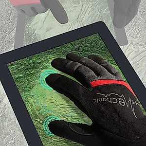 DULFINE Flex Grip Mechanic Work Gloves for Men,Black and Red Utility Safety Working Gloves Touch Screen,Excellent Grip,Ideal for Working on Cars and Outdoor Jobs(Medium)