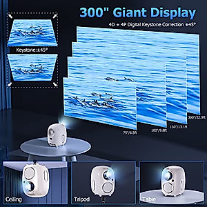 4k Projector with Wifi and Bluetooth, TOWOND Smart Projector with Android 9.0, 12000 Lumens Portable Video Projector, Full HD 1080P 4K Compatible with Smartphone/TV Stick/HDMI/USB/AV for Home Theater