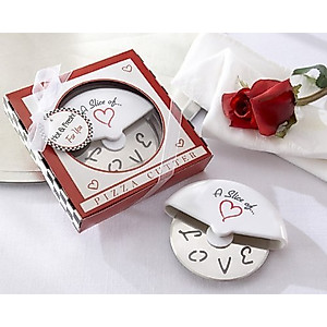 Kate Aspen "A Slice of Love" Stainless Steel Pizza Cutter Wheel in Miniature Pizza Box, Wedding Favor, Bridal Shower Favor, Stocking Stuffers, Guest Prizes