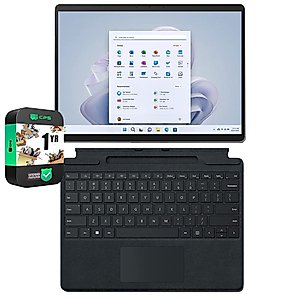 Microsoft QEZ00001 Surface Pro 9 13" Touch Tablet, Intel i5, 8GB/256GB, Platinum Bundle Surface Pro Signature Mechanical Keyboard, Black and 1 YR CPS Enhanced Protection Pack