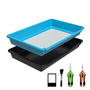 Naturehydro Tray - Heavy Pollen Bud Trimming Trays for Herbs Collecting, Sieve Sifter with 150 Mesh Screen Dry Sift Set (Blue)