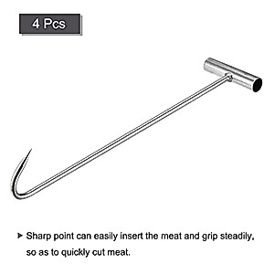 uxcell 15.35inch T-Handle Meat Boning Hook, Galvanized T Hooks for Kitchen Butcher Shop Restaurant 4Pcs