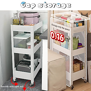 500lb 3 Tier Rolling Utility Cart, Heavy Duty Carbon Steel Shelving Unit Organizer Trolley with Wheels, Kitchen Storage Cart with Adjustable Shelves, Service Cart for Home Bathroom Laundry Room