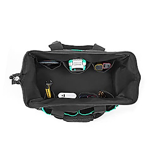 Litheli Cordless Lawn Mower 17 Inch, 2 x 20V 4.0Ah Battery Lawn Mowers & Tough Tool Bag 16-inch, Close Top, Wide Mouth, Ample Storage, w/Adjustable Shoulder Strap & 14 Pockets, Black