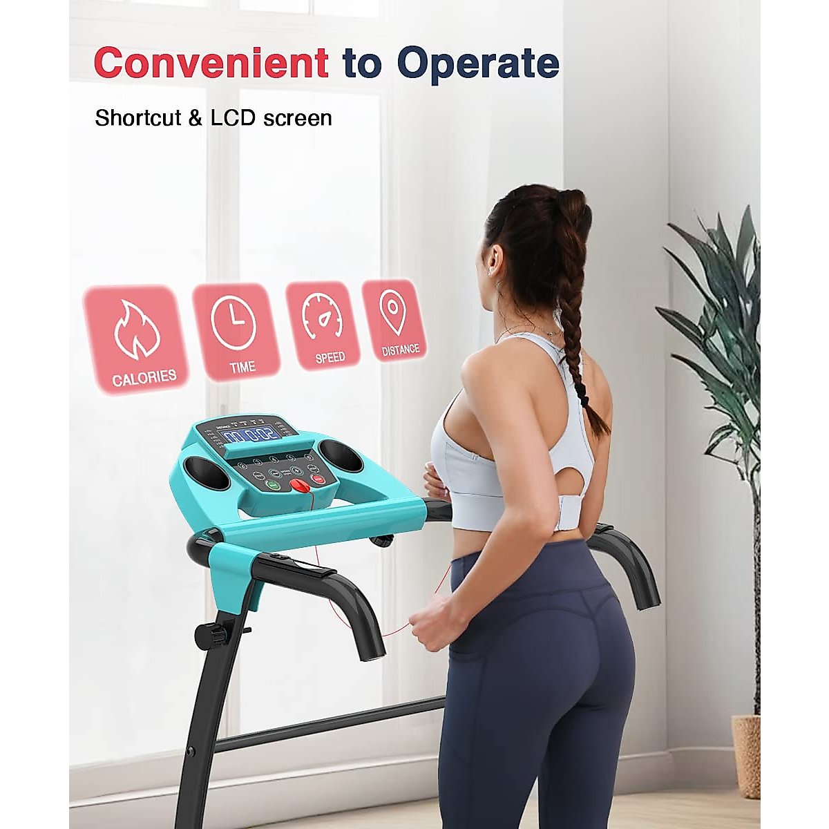 REDLIRO Electric Treadmill Foldable Exercise Walking Machince for Apartment Home/Office Jogging Compact Folding Easy Assembly 12 Preset Program 2 Wheels LCD Display