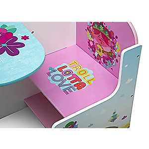 Delta Children Chair Desk with Storage Bin + Design and Store 6 Bin Toy Storage Organizer, Trolls World Tour (Bundle)
