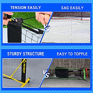 Patiassy Pickleball Net Set with Wheels and Pickleball Court Marking Kit 22 FT Regulation Size Portable Pickleball Nets with Net Tension Adjuster, 8 Sandbags for Outdoor Indoor Driveway